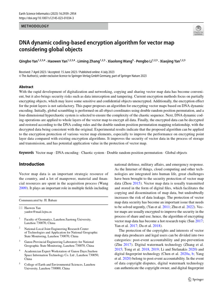 Dna Dynamic Coding Based Encryption Algorithm For Vector Map