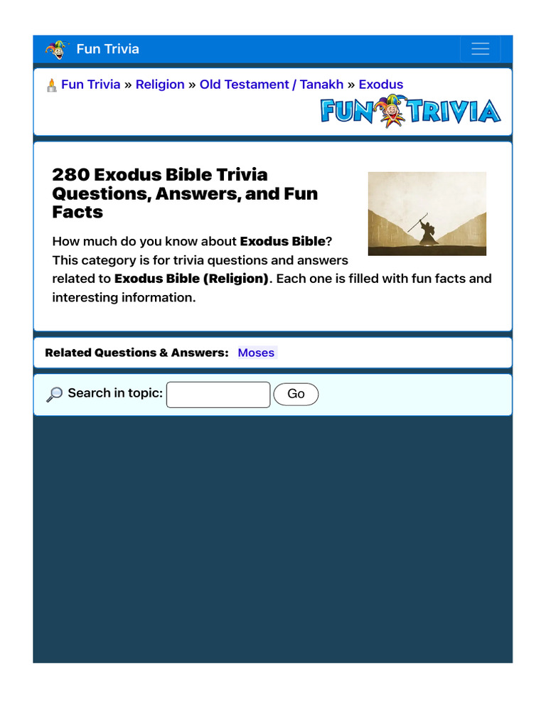 Exodus Quiz | PDF | Book Of Exodus | Moses