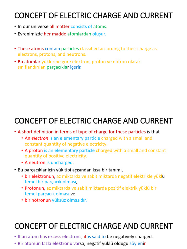 Ders 7 CONCEPT OF ELECTRIC CHARGE AND CURRENT | PDF
