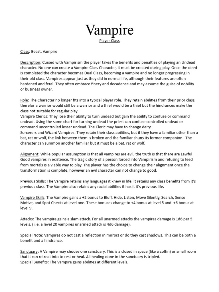 Vampire Class | PDF | Vampires