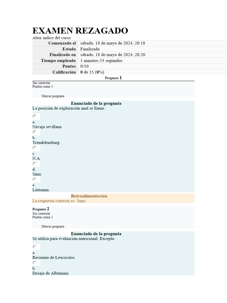 EXAMEN REZAGADO QX LL | PDF | Epidemiología | Medicina