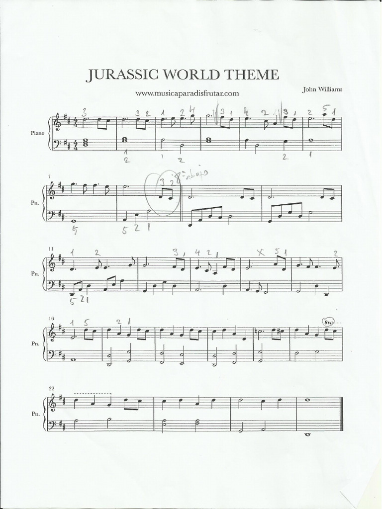 Partitura Jurassic World (Piano) | PDF