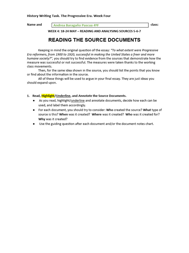 Week Four Sourcework | PDF | Knowledge | Progressive Era