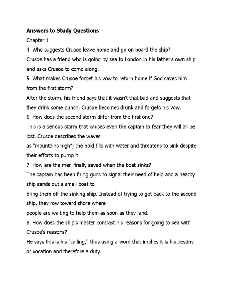 Robinson Crusoe Study Guide | PDF | Daniel Defoe | Shoal