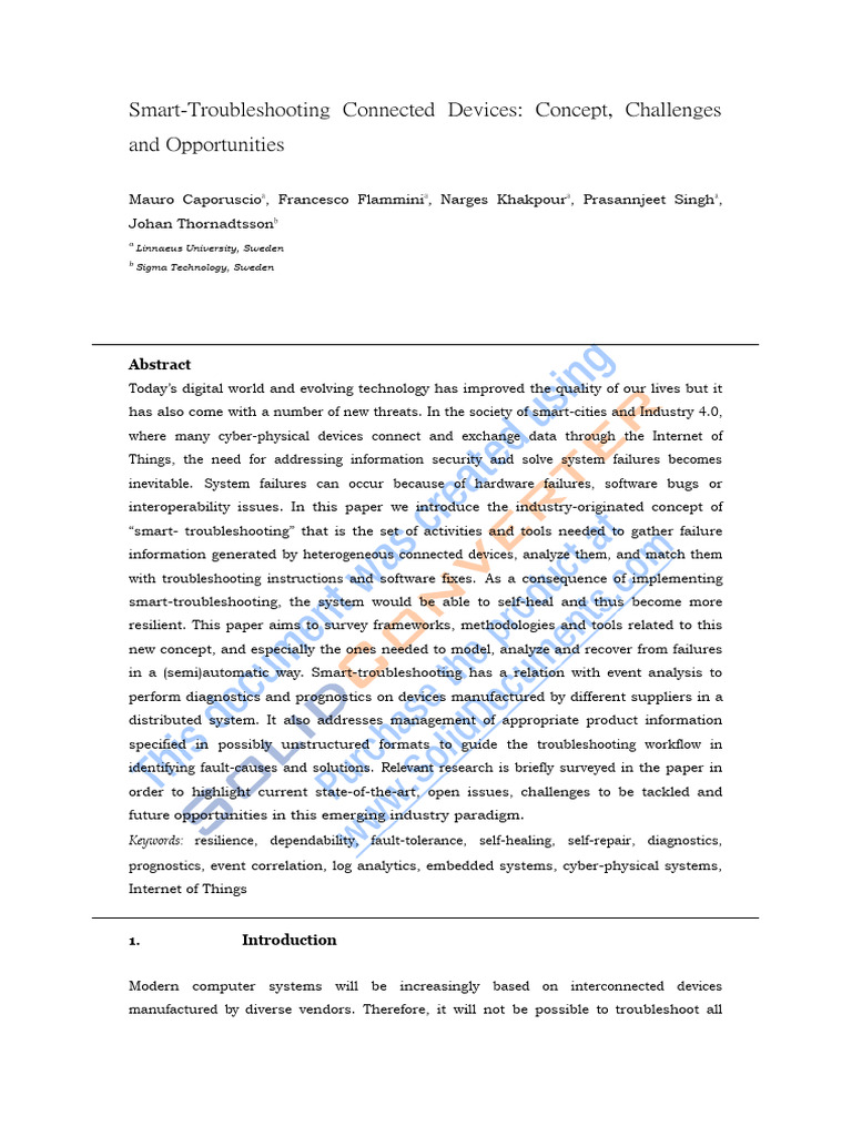 Smart-troubleshooting Connected Devices- Concept, Challenges and ...