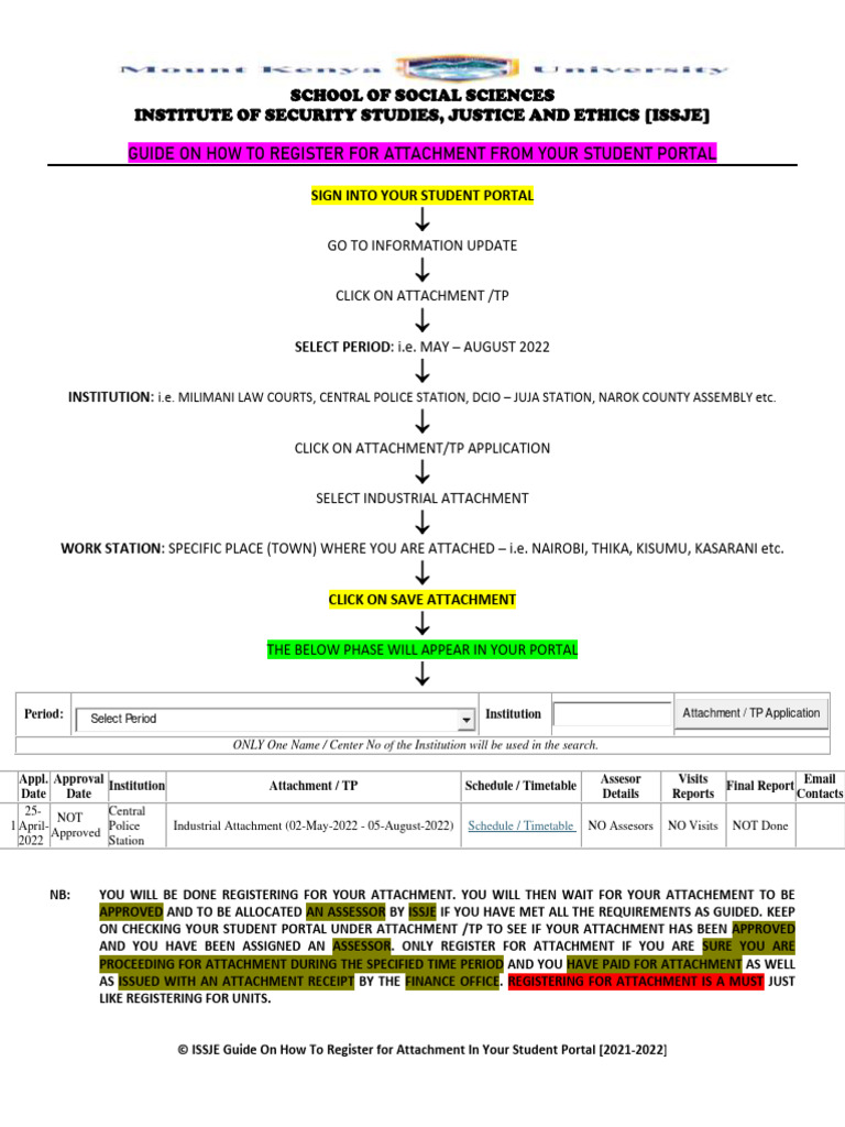 Guide On How To Register For Attachment | PDF