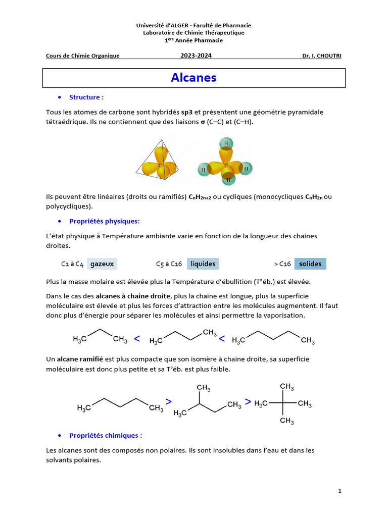 Alcanes, Alcènes et Alcynes en Chimie | PDF | Alcène | Alcane