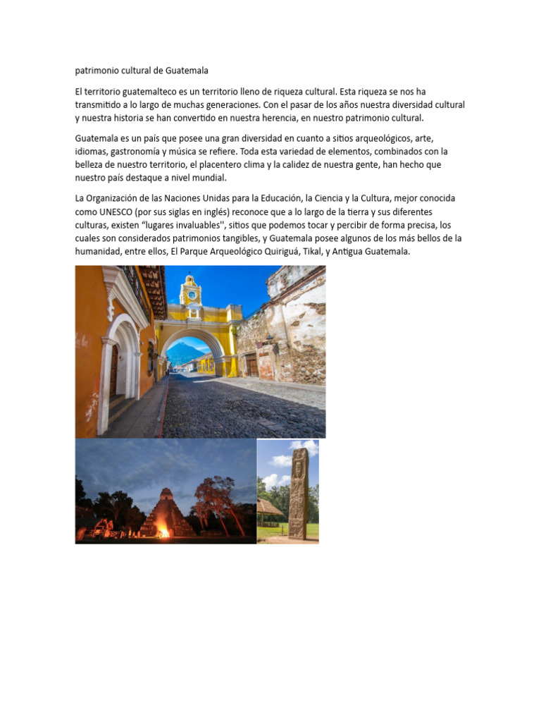 Patrimonio Cultural de Guatemala | PDF