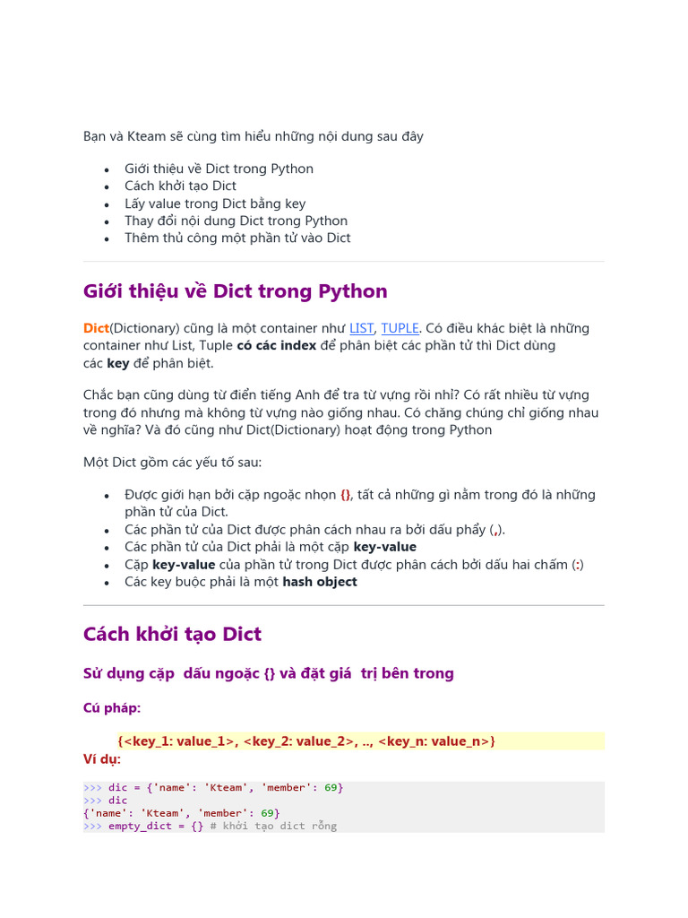 DICT (Python) | PDF DICT (Python) | PDF