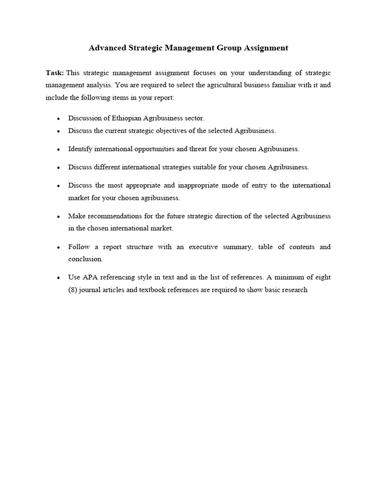 Advanced Strategic Management Group Assignment | PDF
