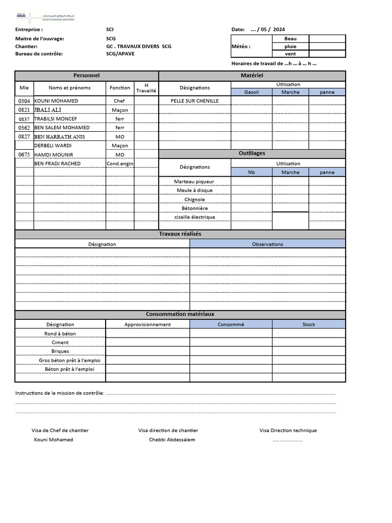 Rapport Journalier | PDF | Béton | Secteur secondaire de l'économie