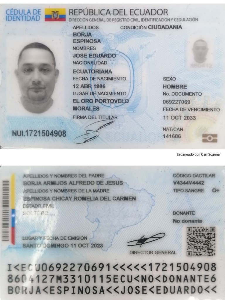 Cedula Jose Borja | PDF