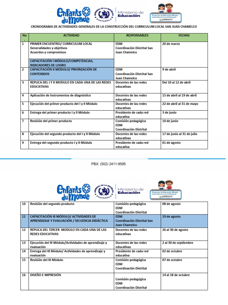 Cronograma Municipal | PDF | Enseñando | Plan de estudios