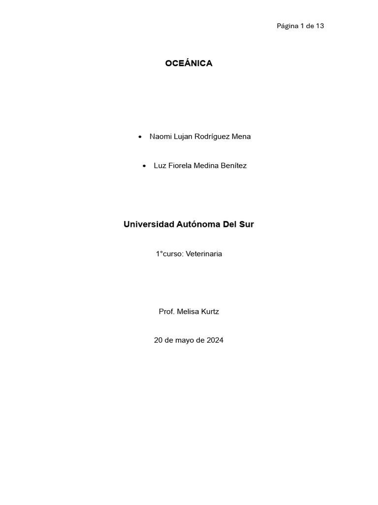 Zoología Investigación Sobre El Reino Oceánico | PDF | Oceanía | Isla