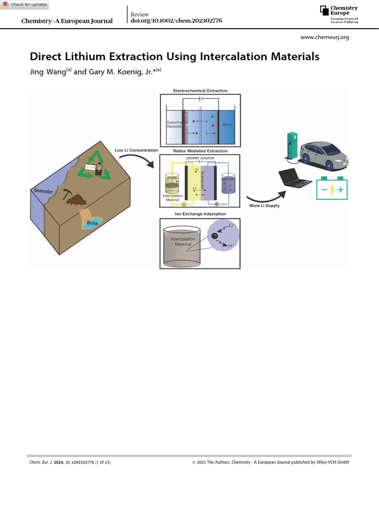 Lithium Extraction via Electrochemical Intercalation | PDF | Lithium ...