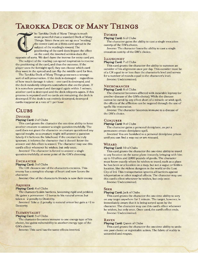 Tarokka DOMT - Page - 1 | PDF