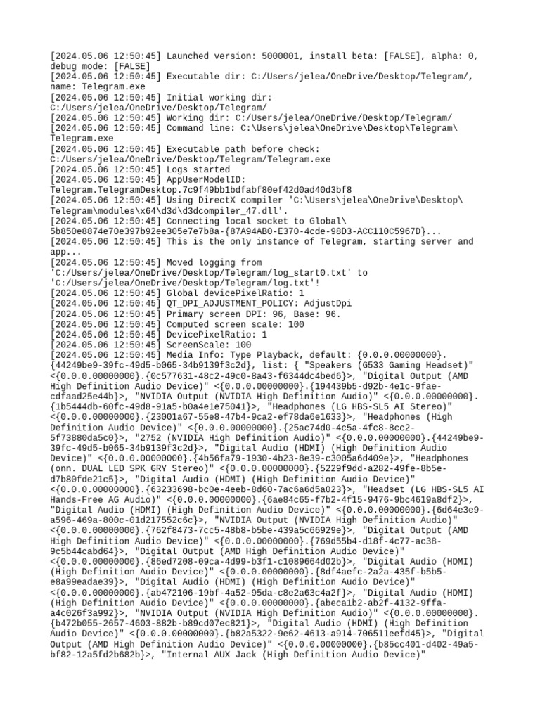 Log | PDF | Headphones | Ibm Pc Compatibles