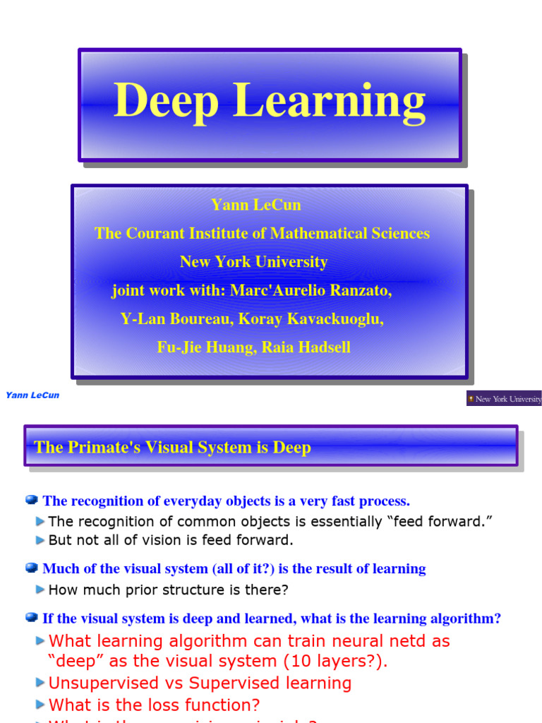 Lecun 20080517 Deep Learning | PDF | Deep Learning | Learning