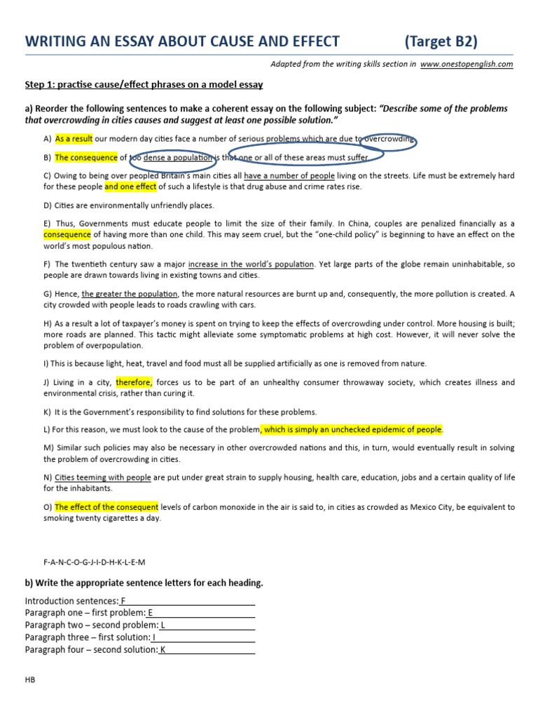 B2 - Writing An Essay On Cause and Effect | PDF | Poverty | Poverty ...