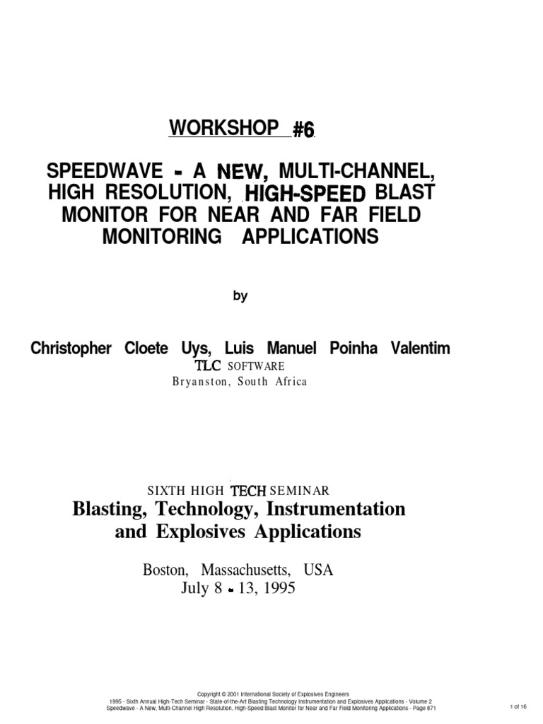Speedwave - A New, Multichannel, High Resolution, High-Speed Blast ... Speedwave - A New, Multichannel, High Resolution, High-Speed Blast ...