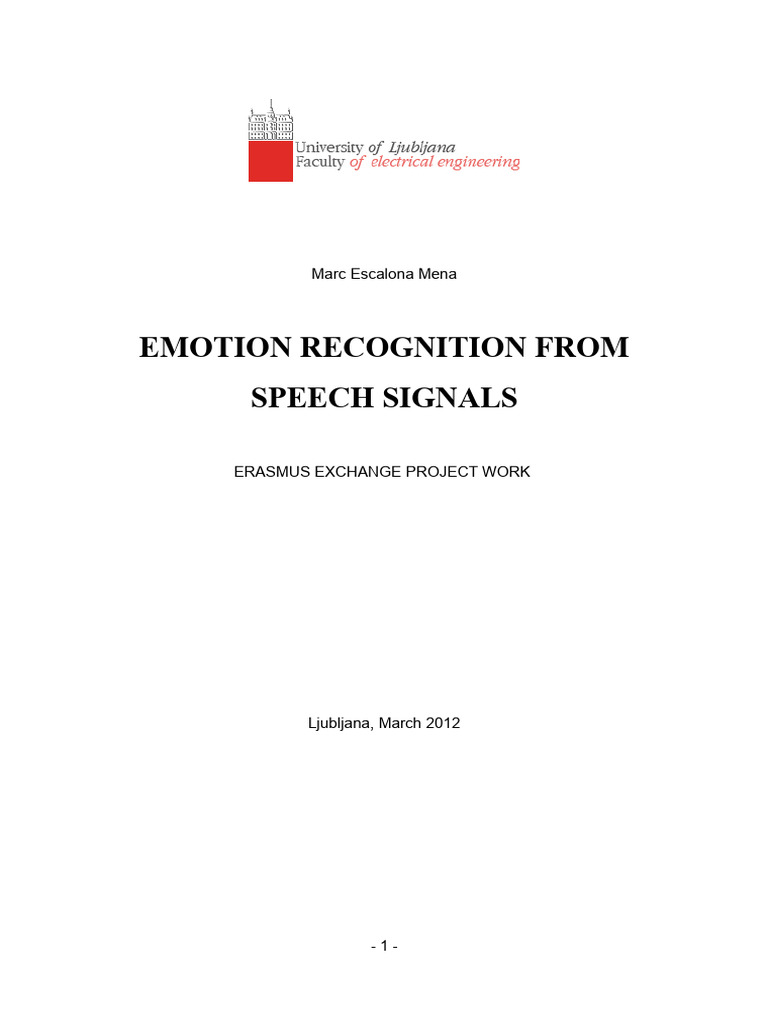 Emotion Recognition From Speech Signals by Mena M.E. | PDF | Human ...