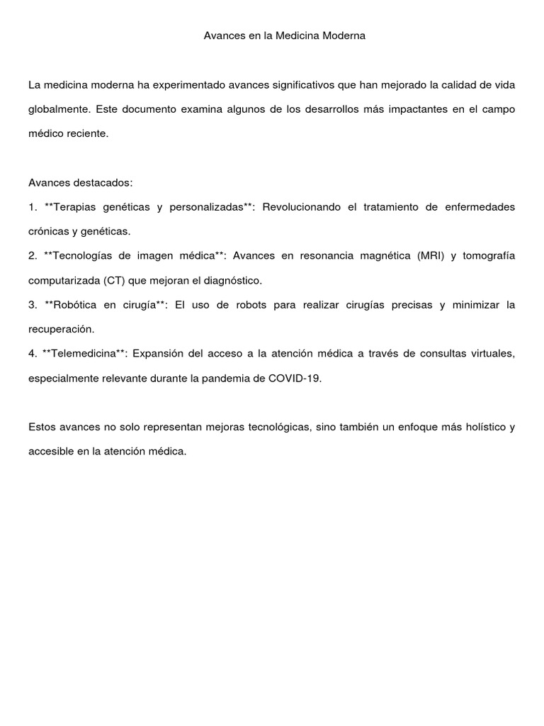 Avances en La Medicina Moderna | PDF