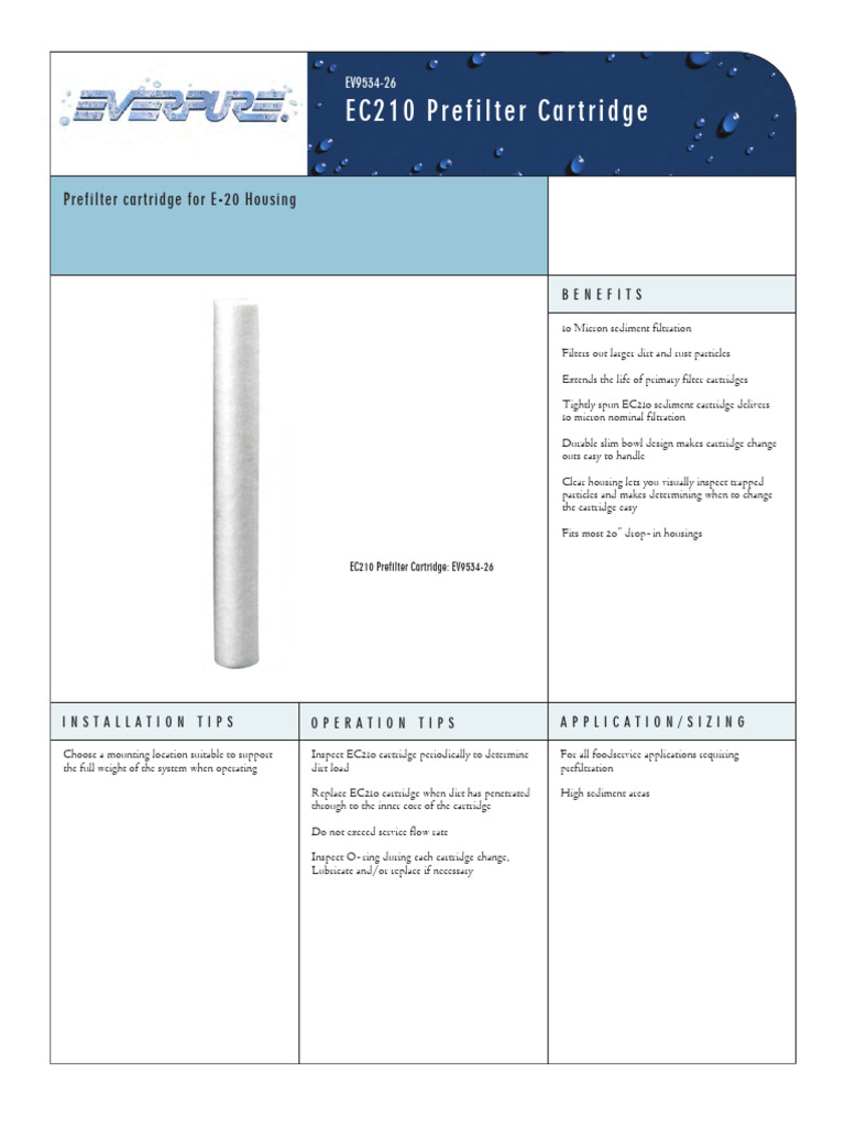 Ft-02803-061313-Prefiltro Everpure Ec-210 | PDF | Filtration | Water ...