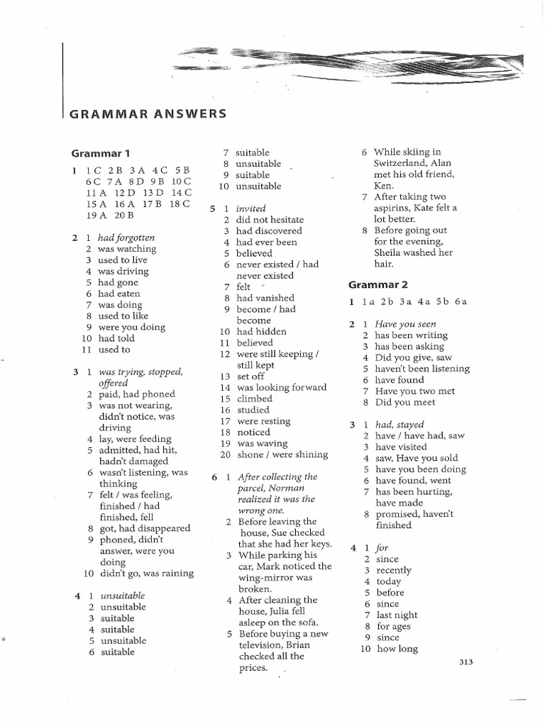 Grammar Unit 1 Keys | PDF