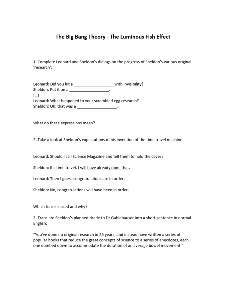 The Luminous Fish Effect - Handout For Completion | PDF