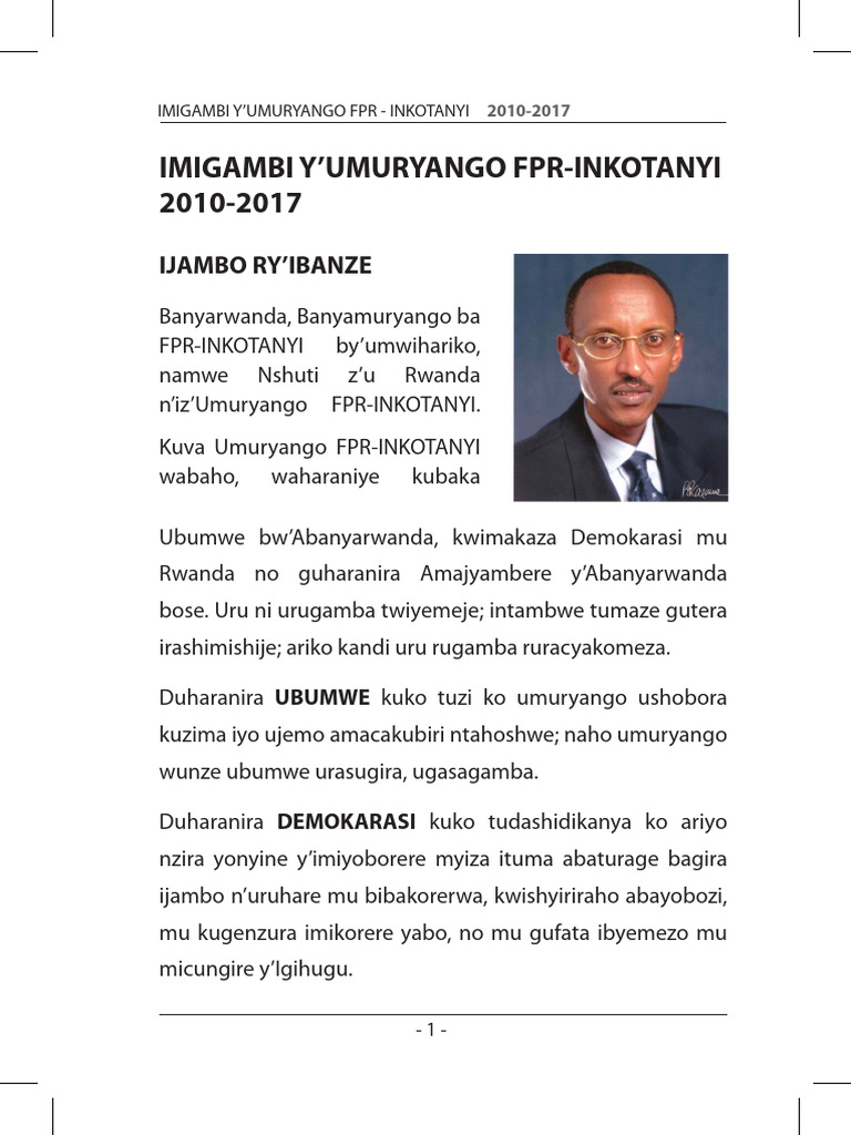 A6 - Imigambi Yumuryango FPR | PDF | Rwanda | Rwandan Genocide