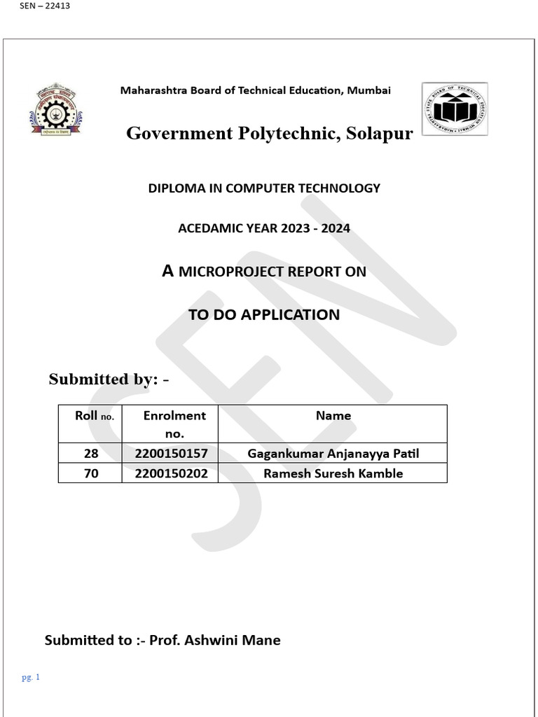 Government Polytechnic, Solapur: To Do Application | PDF | Usability ...