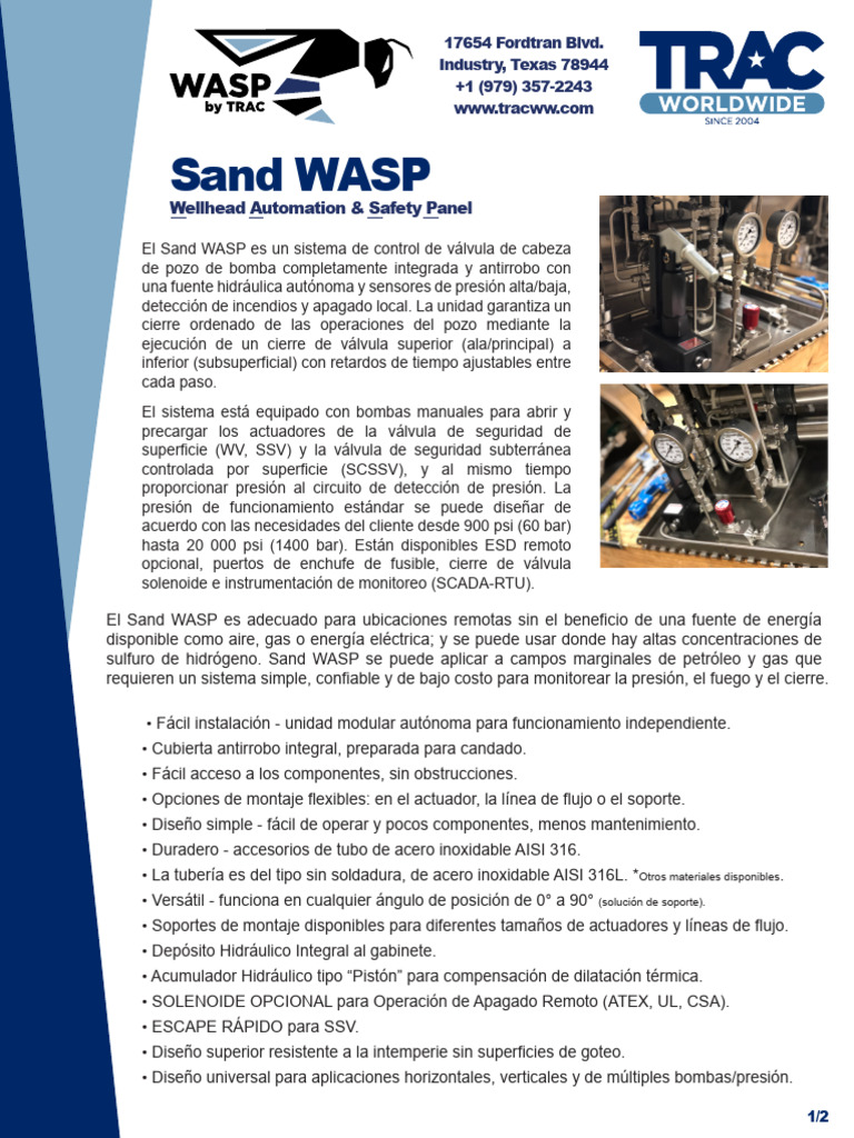 TRAC Sand WASP Brochure - Rev00 - ESP | PDF | Solenoide | Ingenieria ...