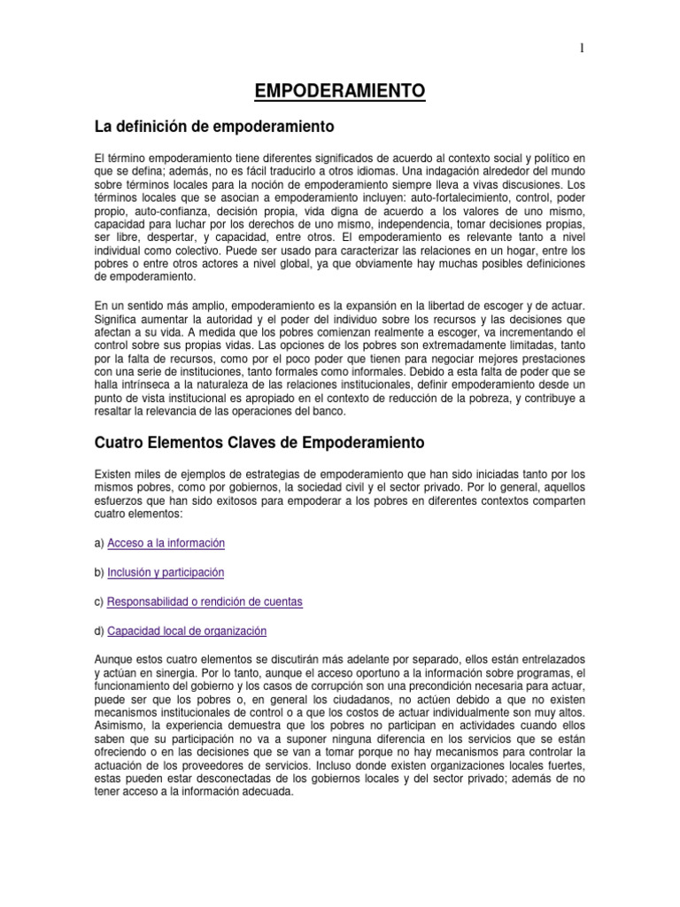 EMPODERAMIENTO | PDF | Responsabilidad | Pobreza