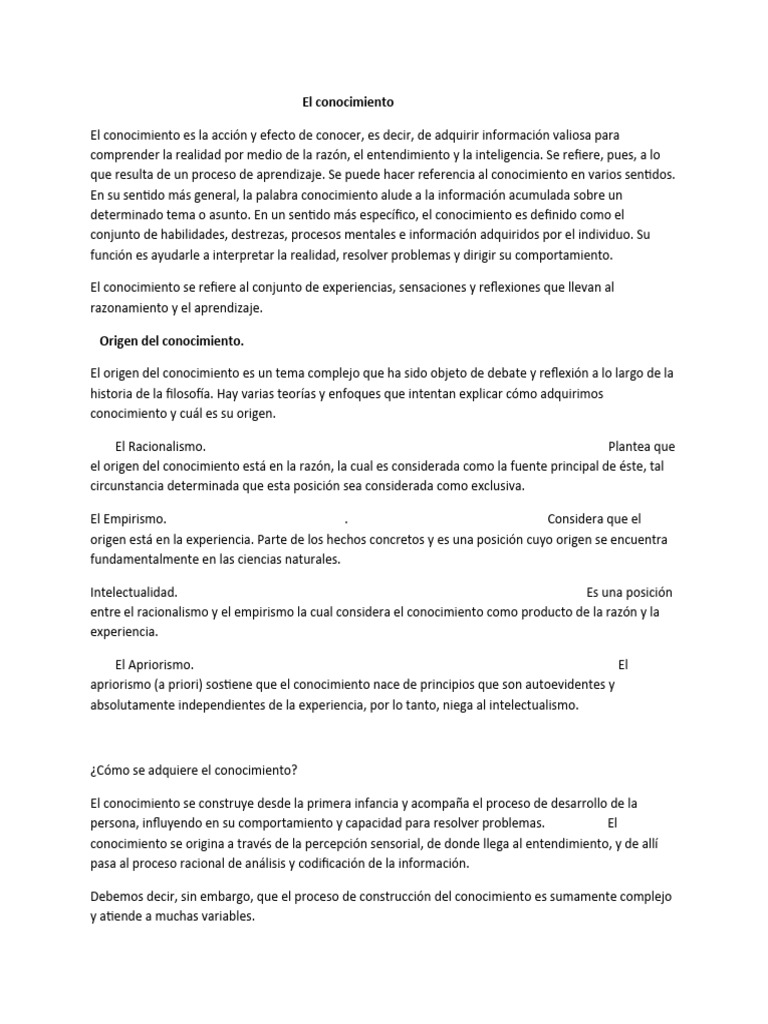 El conocimiento-WPS Office | PDF | Conocimiento | Experiencia