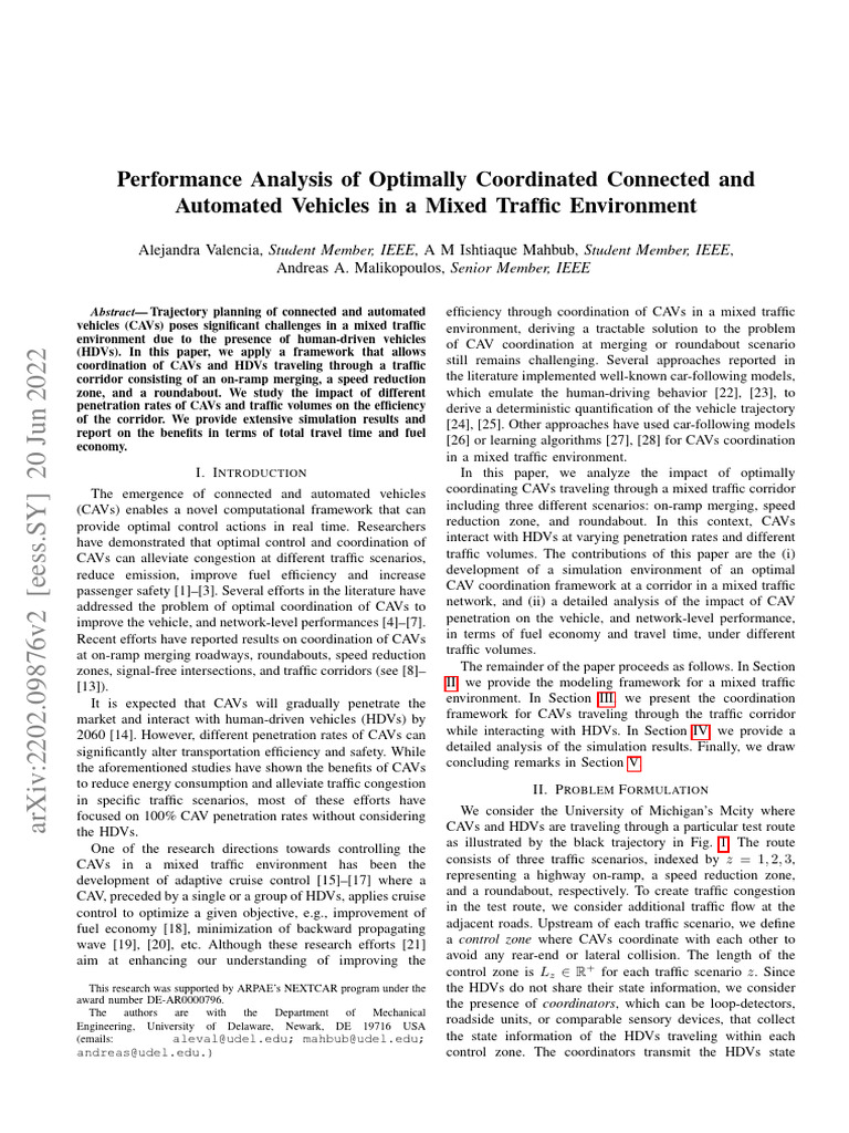 Performance Analysis Of Optimally Coordinated Connected And Automated Vehicles In A Mixed