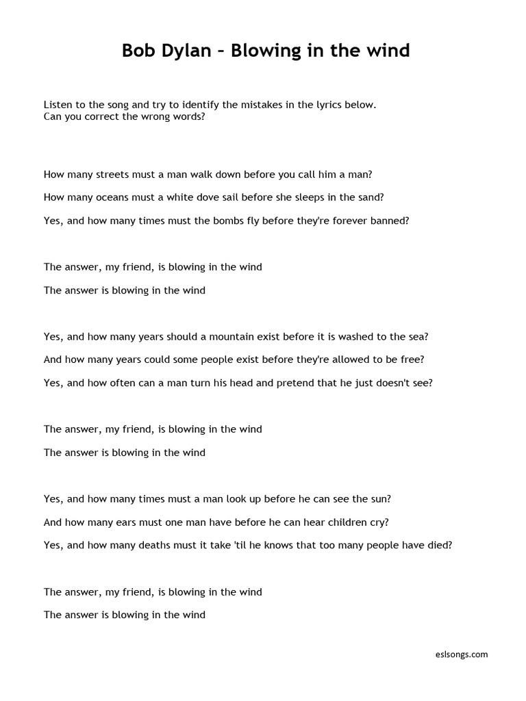 Correcting Bob Dylan's Lyrics | PDF | Language Arts & Discipline | Poetry