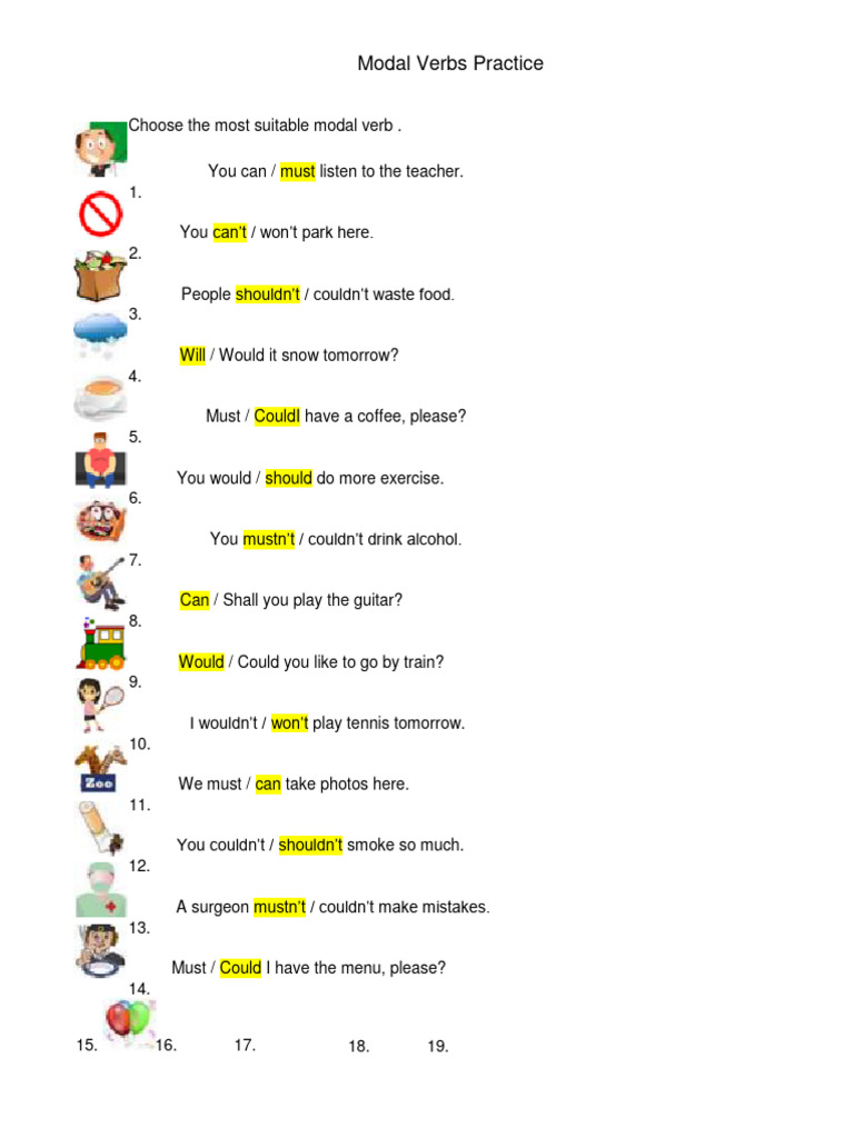 Modal Verbs Practice - RMA | PDF