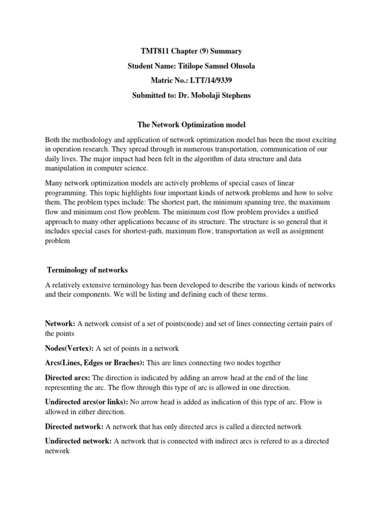 Network Optimization Model | PDF | Mathematical Optimization | Algorithms And Data Structures