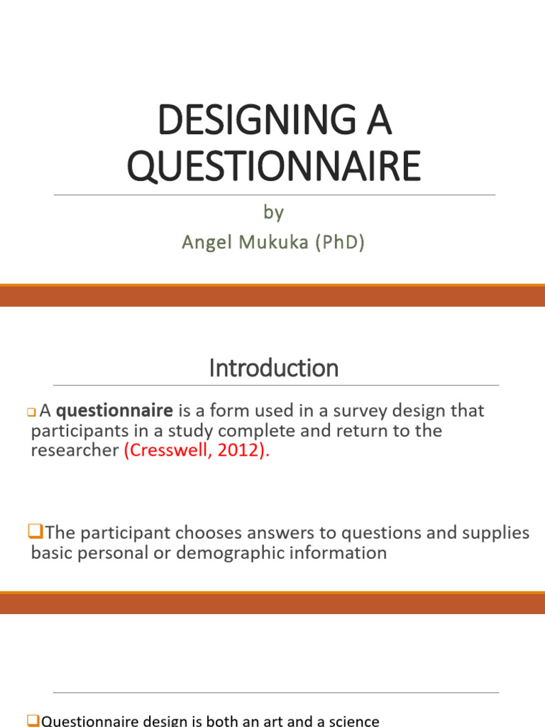 Designing A Questionnaire | PDF | Questionnaire | Learning