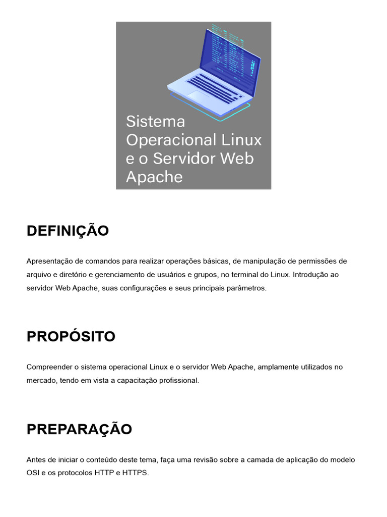 Sistema Operacional Linux e o Servidor Web Apache | PDF | Linux ... Sistema Operacional Linux e o Servidor Web Apache | PDF | Linux ...