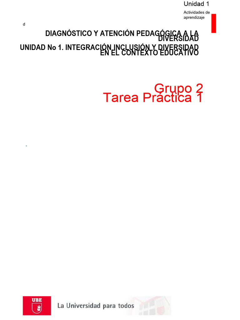 Tarea Grupal 1 Diagnóstico y Atención A La Diversidad | Descargar gratis PDF | Inclusión ...