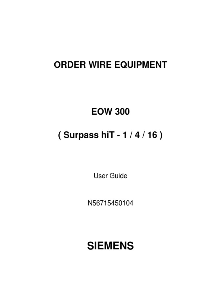 EOW | PDF | Telephone | Signaling (Telecommunications)