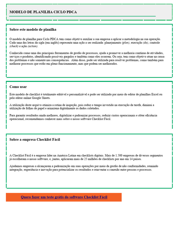 Pt Mr Checklist Ciclo Pdca | PDF | Informática
