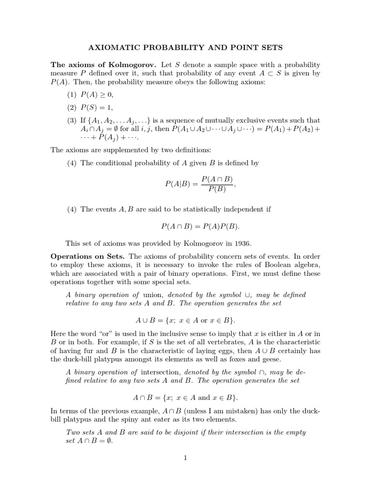 Lecture2 Probability | PDF | Probability | Intersection (Set Theory)