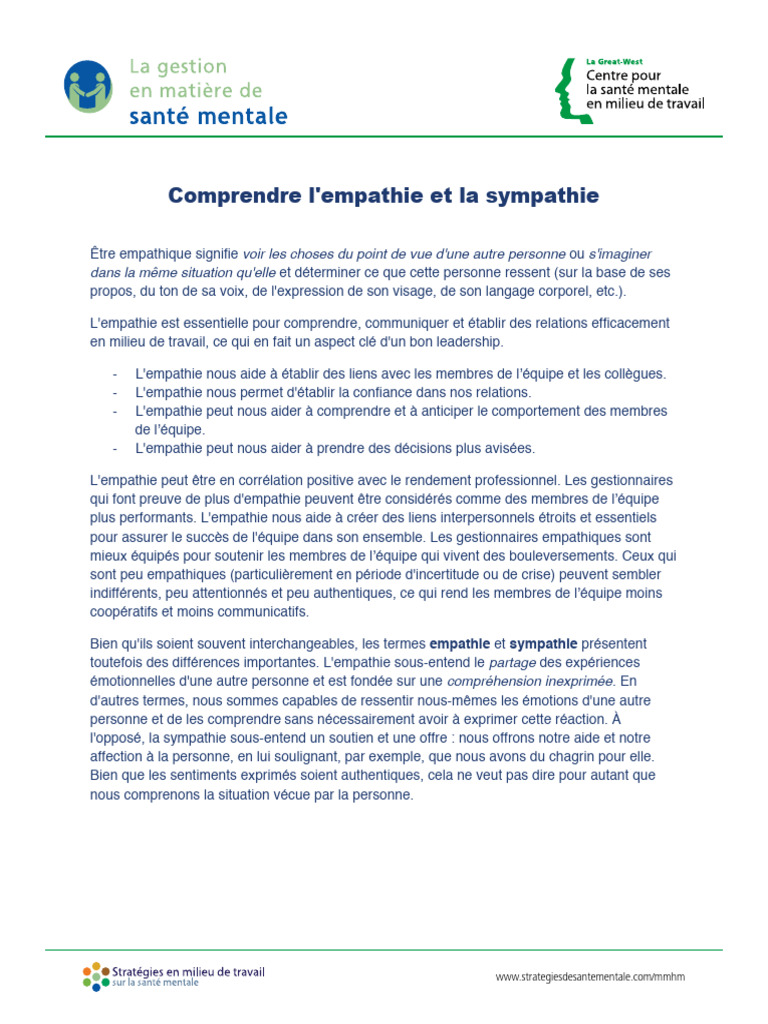 Comprendre Empathie Sympathie | PDF | Empathie | Émotions