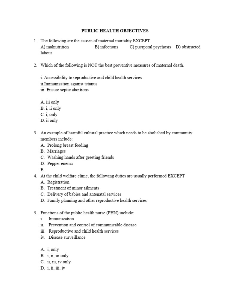 PUBLIC HEALTH OBJECTIVES Refix - 2-1 | PDF | Vaccines | Disability