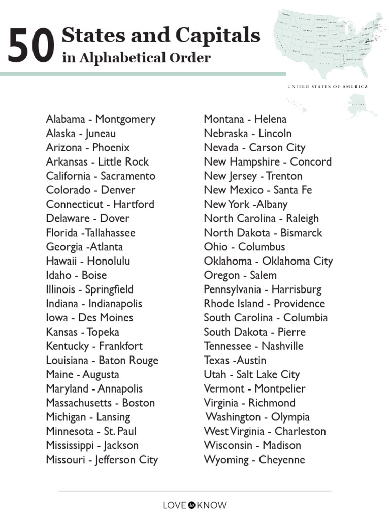 45 45 50 States And Capitals In Alphabetical Order2 Pdf