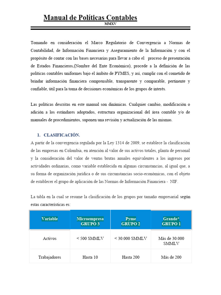 Manual de Políticas Contables | PDF | Contabilidad | Pequeñas y ...