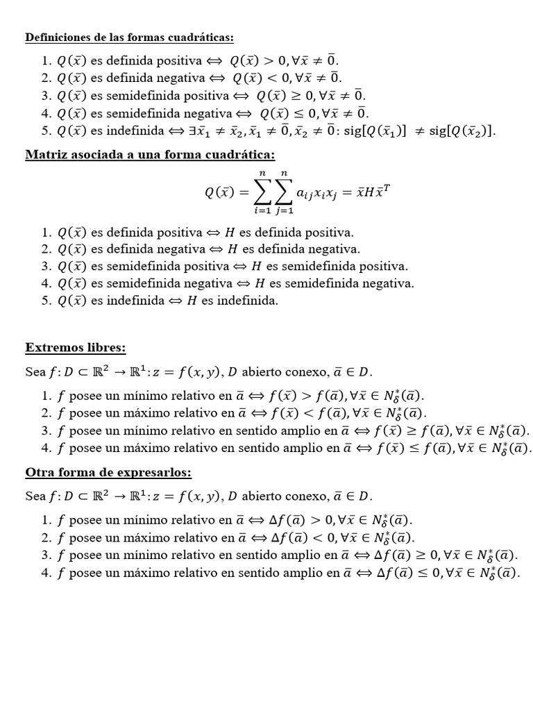 Formas Cuadráticas | Descargar gratis PDF | Matemáticas | Álgebra