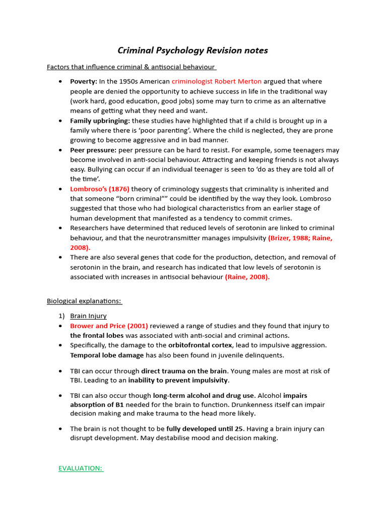 Criminal notes V2 | PDF | Cognitive Behavioral Therapy | Traumatic ...